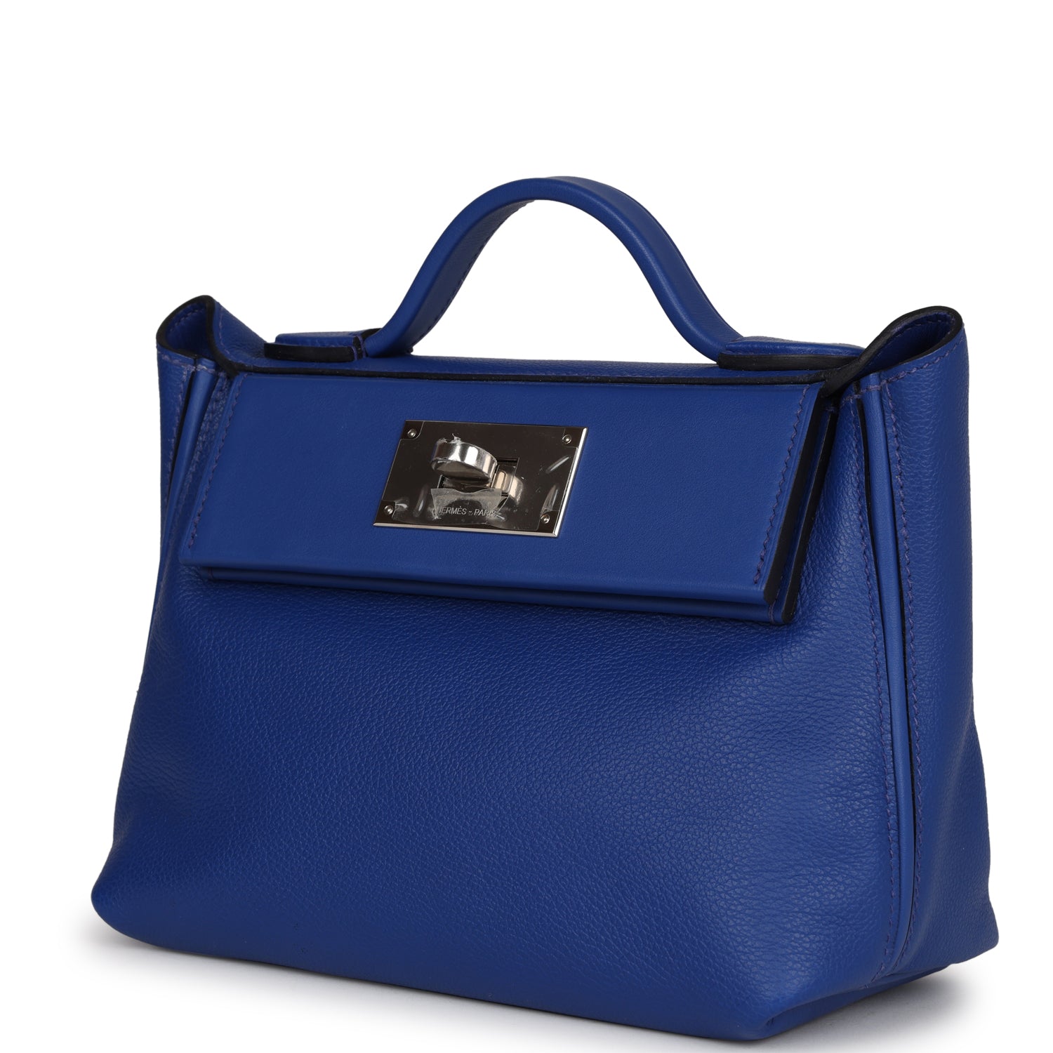 Hermes Mini 24/24 Bag Bleu Royal Evercolor and Swift Palladium Hardwar