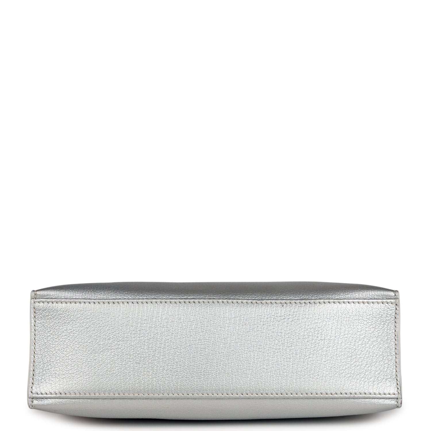 Vintage Hermes Kelly Pochette Silver Metallic Chevre Palladium Hardwar