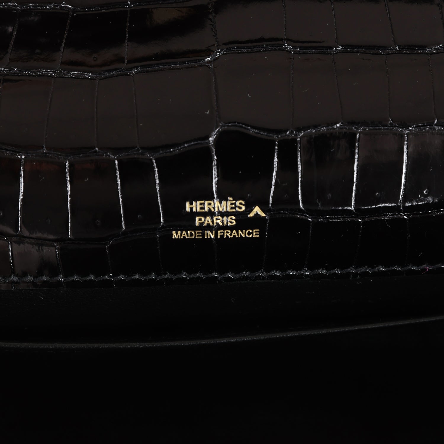 Hermes Kelly Pochette Black Shiny Porosus Crocodile Gold Hardware ...