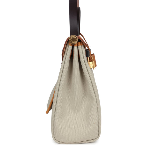Hermes Herbag Zip 31 PM Ebene/Black/Naturel Sable Hunter & Beton Toile