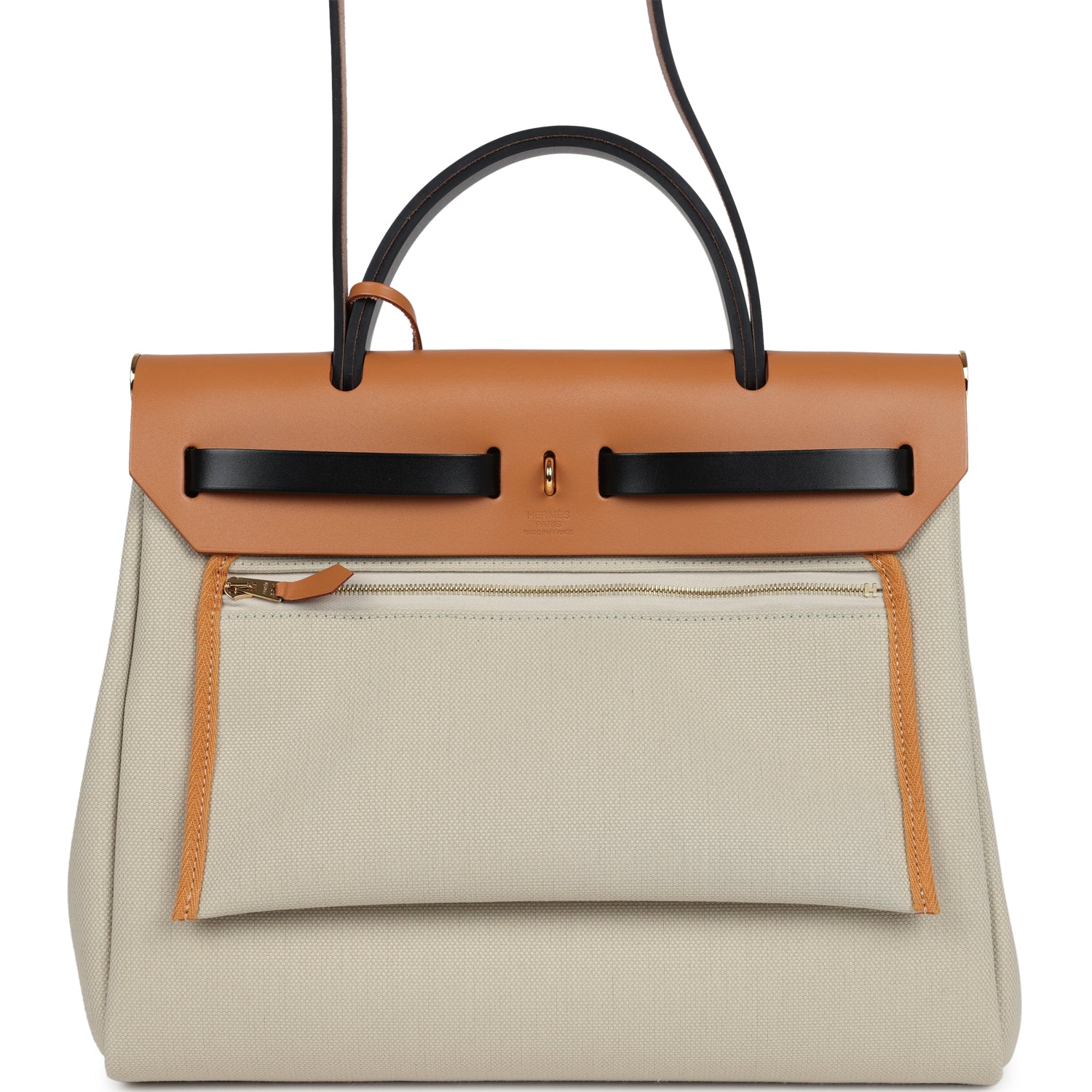 Hermes Herbag Zip 31 PM Ebene/Black/Naturel Sable Hunter & Beton Toile