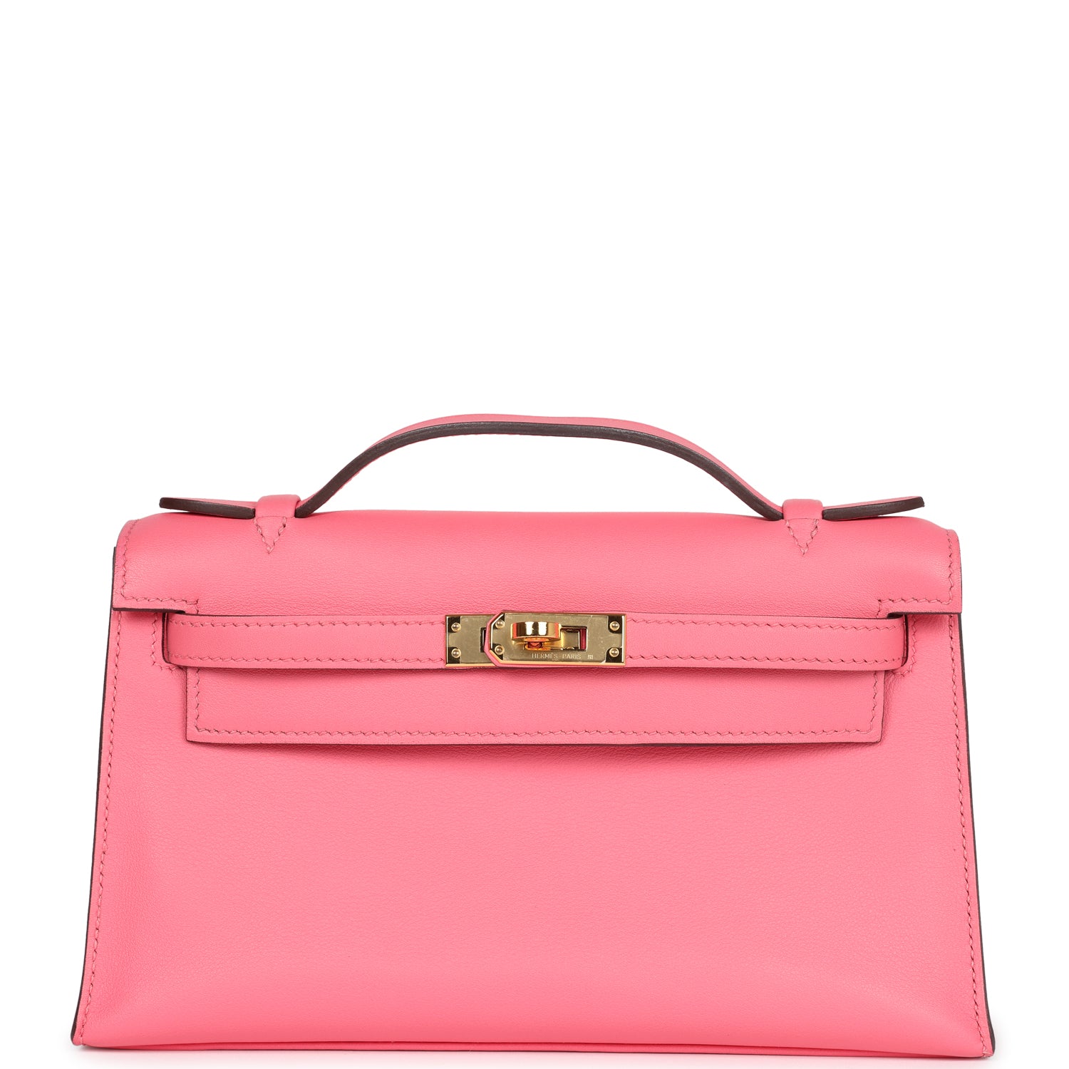Pre-owned Hermes Kelly Pochette Rose Azalee Swift Gold Hardware