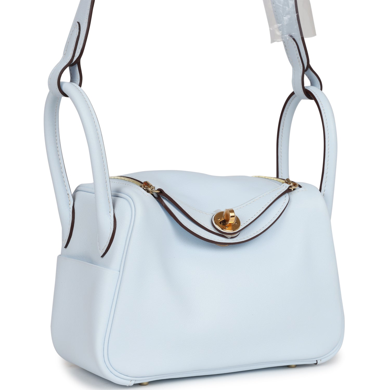 Hermes Mini Lindy Bleu Brume Swift Gold Hardware – Madison Avenue Couture