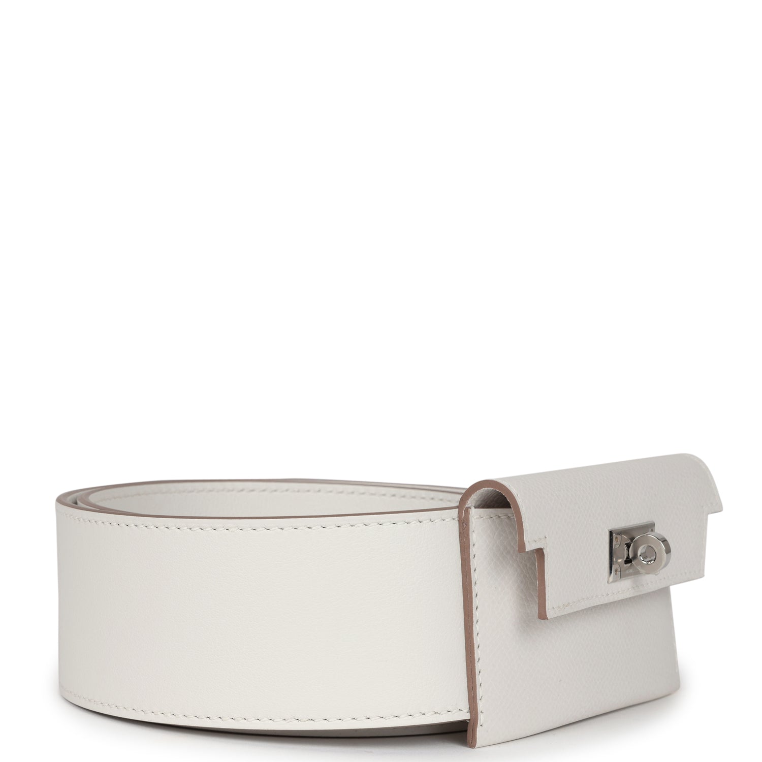 Hermes Kelly Pocket Bag Strap 105 CM Gris Pale Epsom and Swift Palladi
