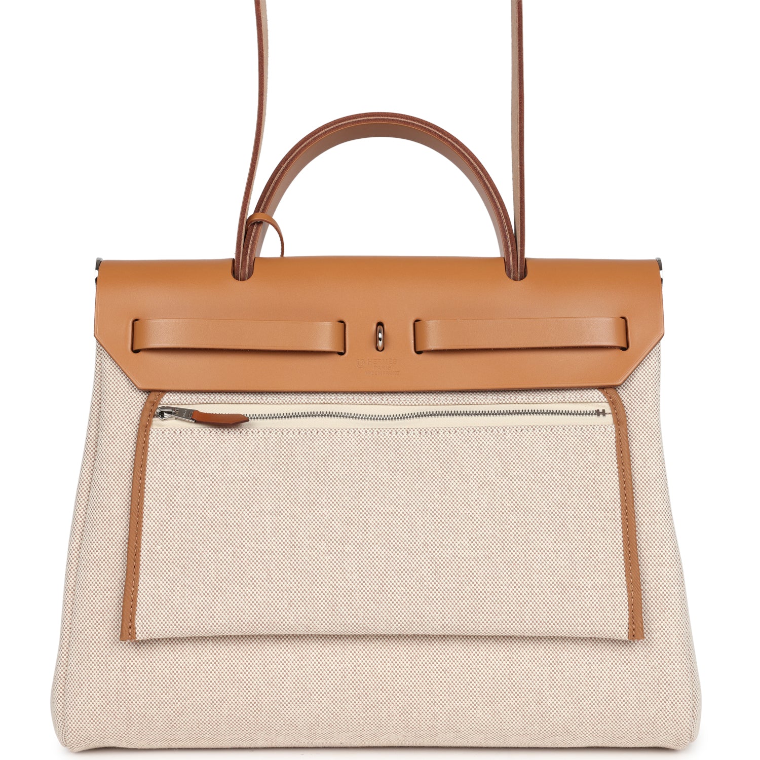 Hermes Herbag Zip PM 31 "Circuit 24" Ecru Toile H Canvas and Naturel S