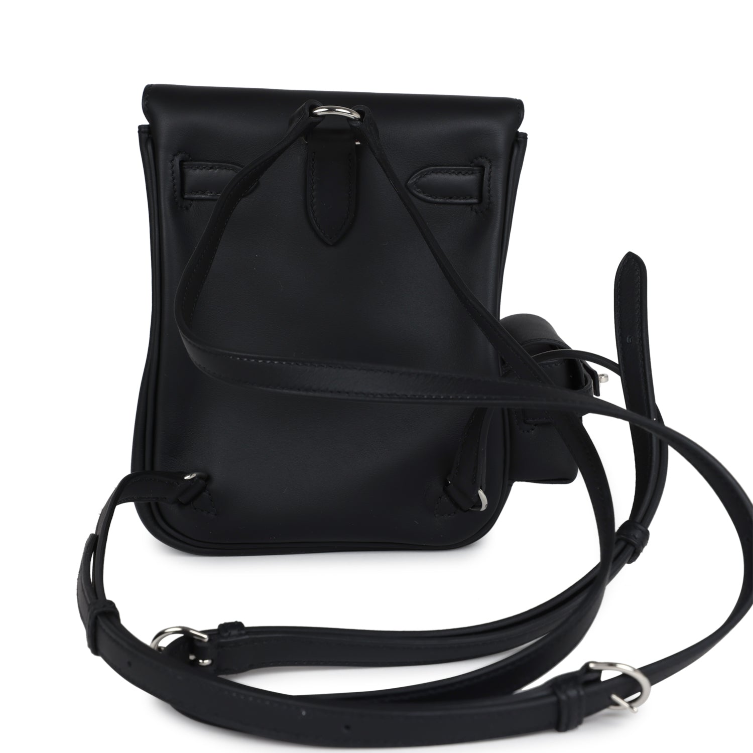 Hermes Mini Kelly Jump Backpack Black Swift Palladium Hardware