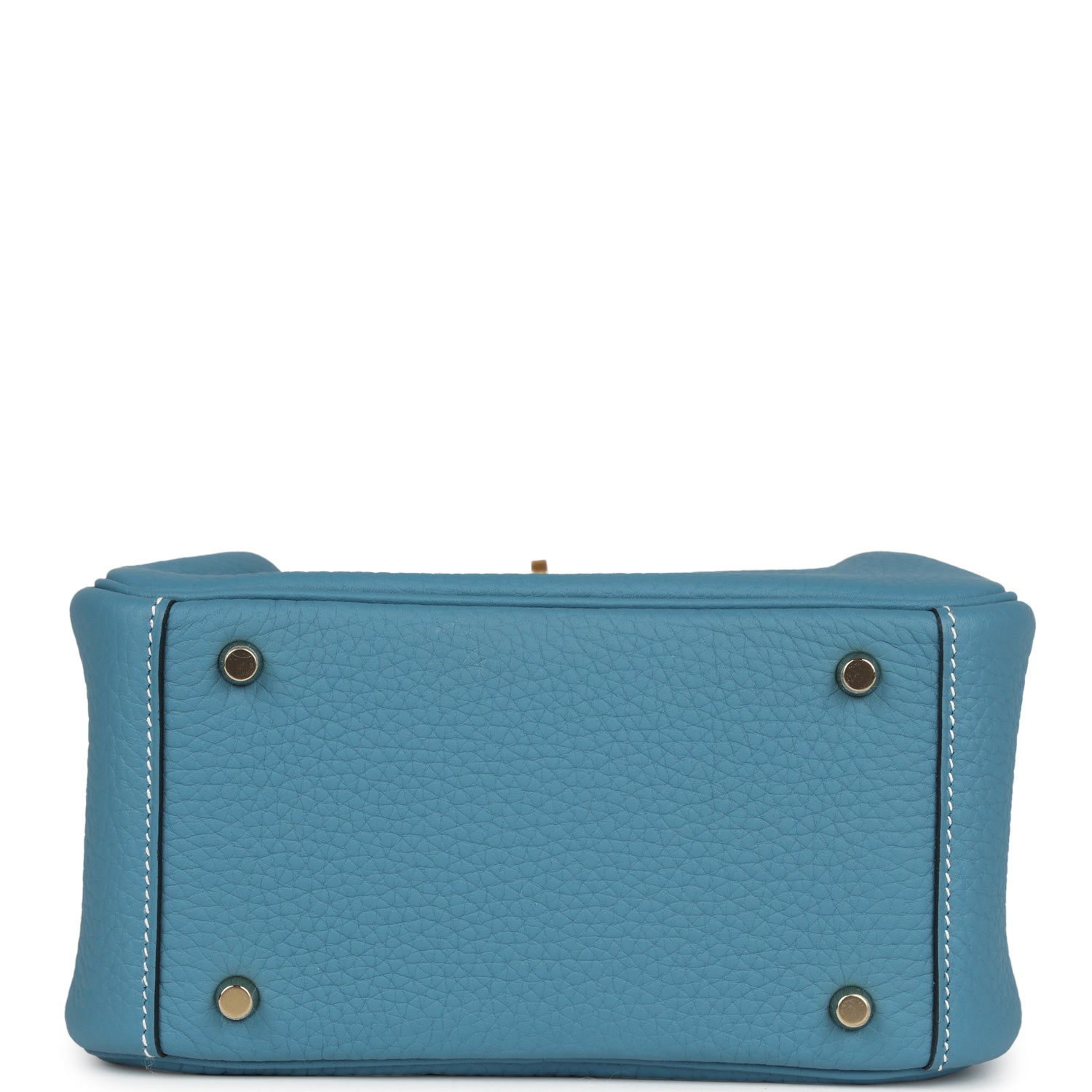 Hermes Mini Lindy Blue Jean Clemence Gold Hardware