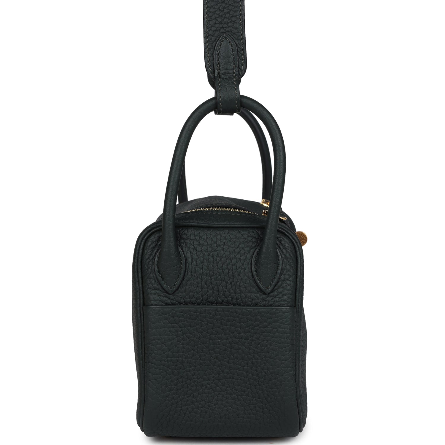 Hermes Mini Lindy II Vert Fonce Clemence Gold Hardware