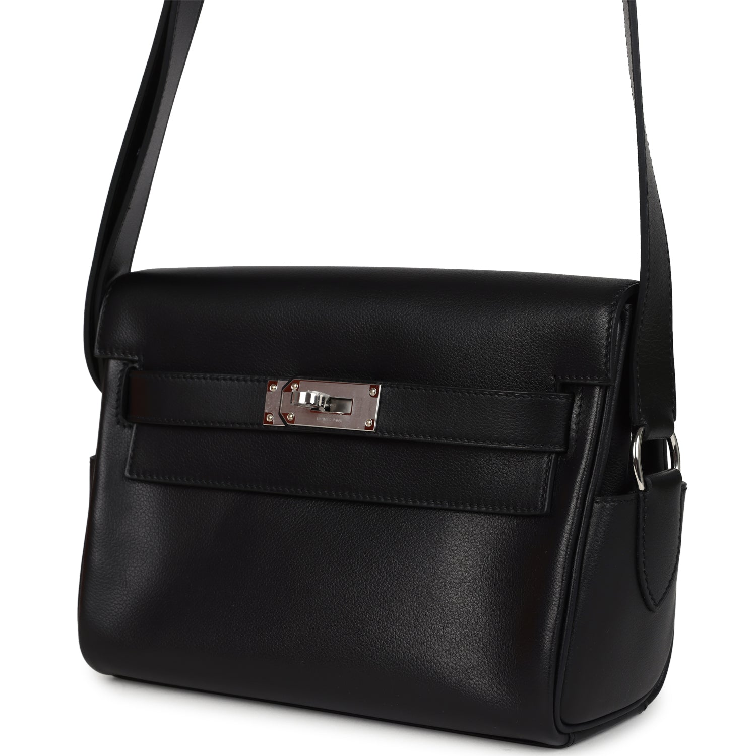 Hermes Kelly Messenger PM Black Evergrain Palladium Hardware