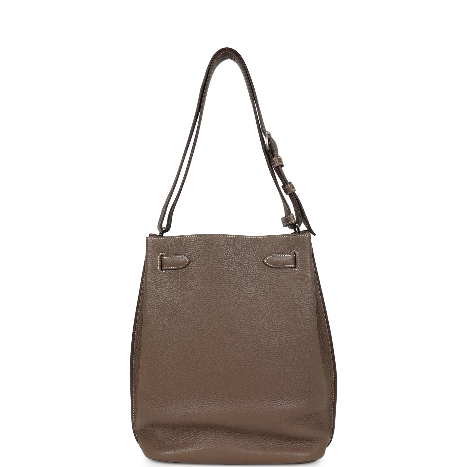 Pre-owned Hermes So Kelly 22 Etoupe Clemence Palladium Hardware