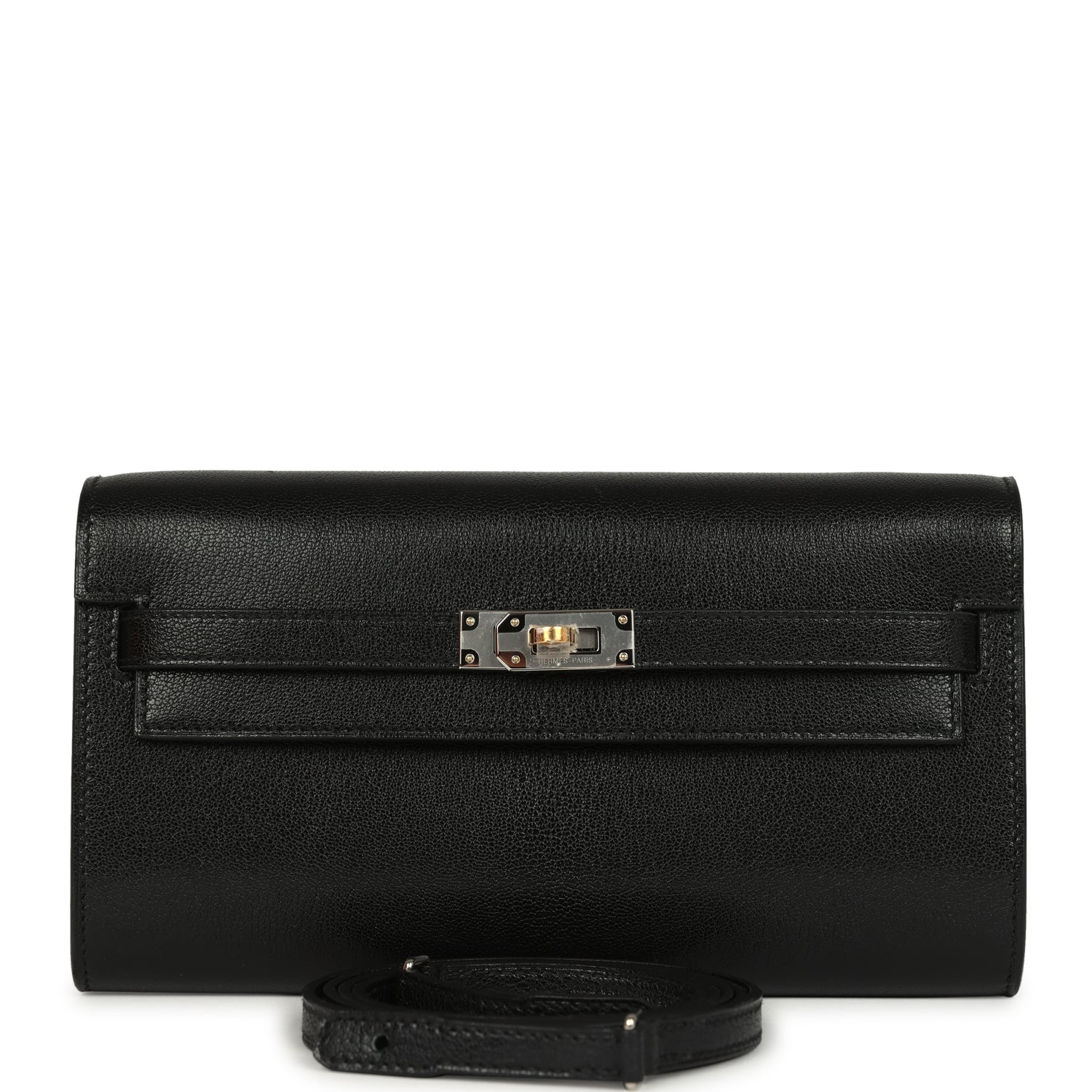 Hermes Kelly Wallet To Go Black Chevre Chamkila Electrum Hardware