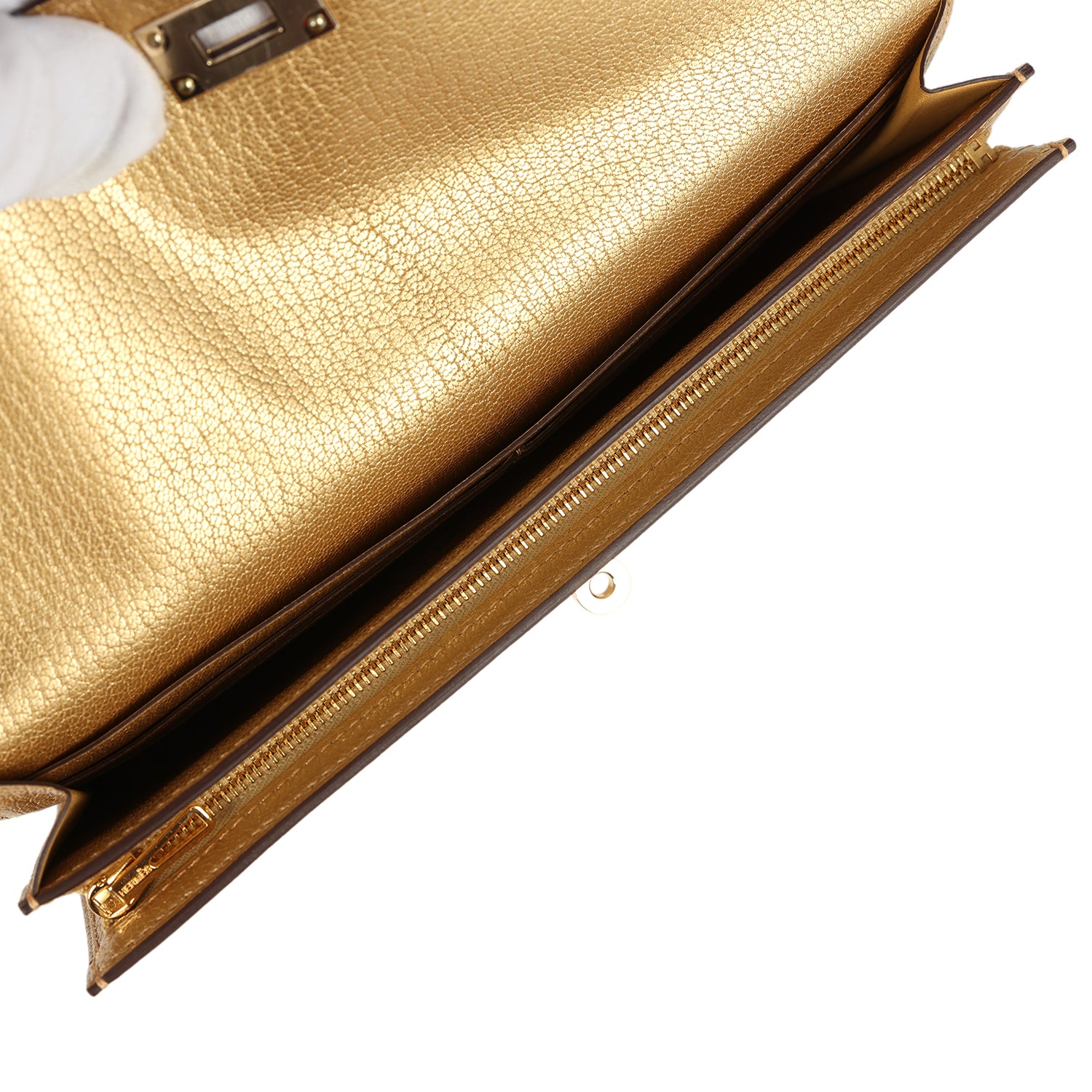 Hermes Kelly Pocket Long Wallet Dore Chamkilight Goatskin Permabrass ...