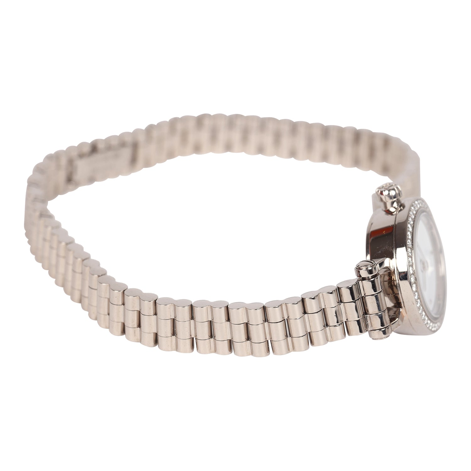 Hermes Faubourg Watch Mini White Lacquered 18K White Gold and Diamonds