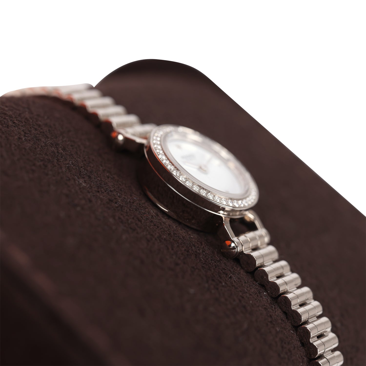 Hermes Faubourg Watch Mini White Lacquered 18K White Gold and Diamonds