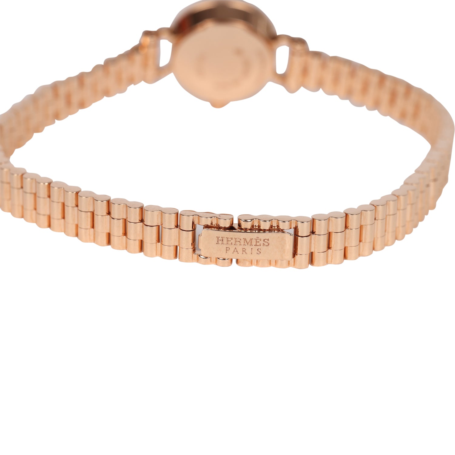 Hermes Faubourg Watch Mini White Lacquered 18K Rose Gold and Diamonds