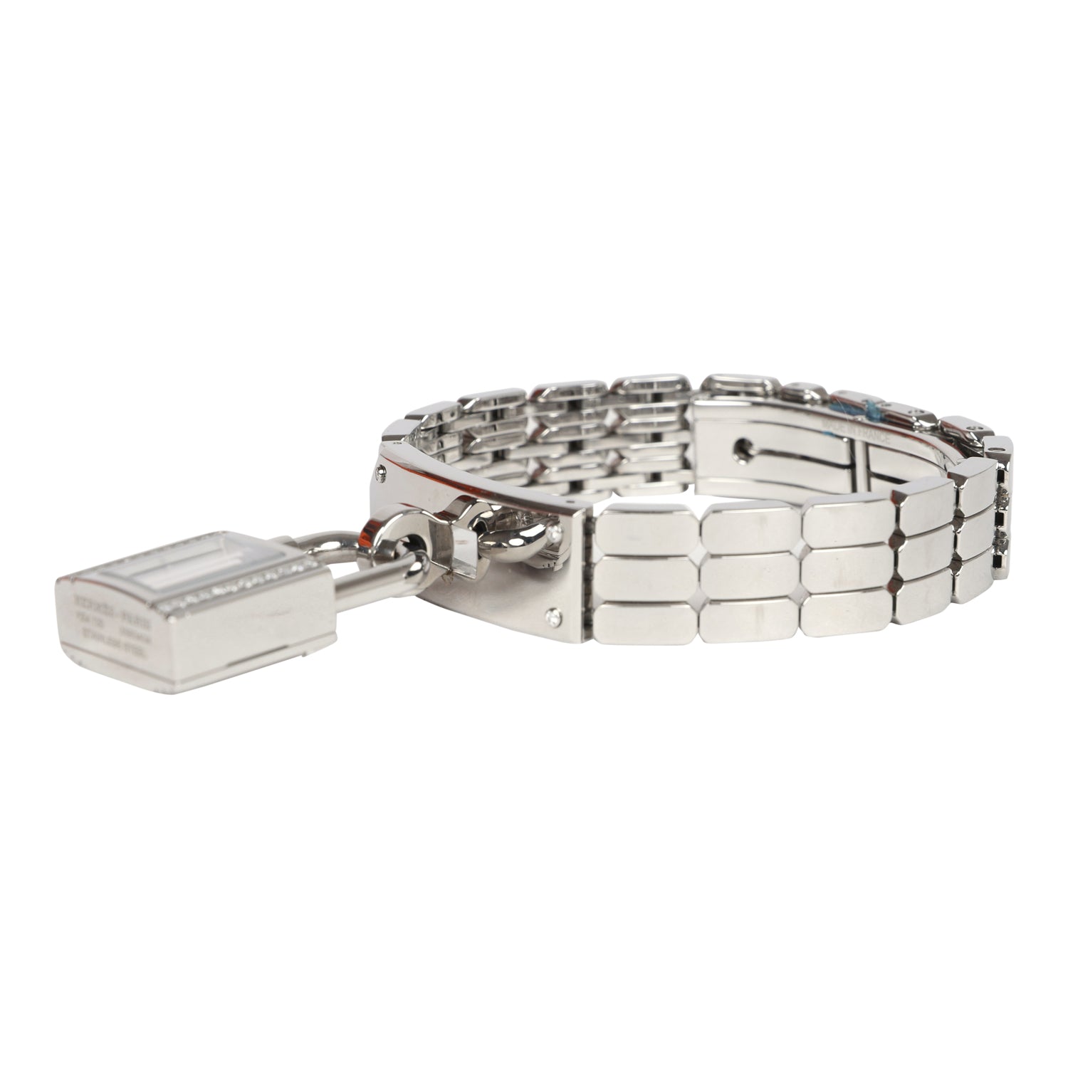 Pre-owned Hermes Mini Kelly Watch Stainless Steel Hardware & Diamonds