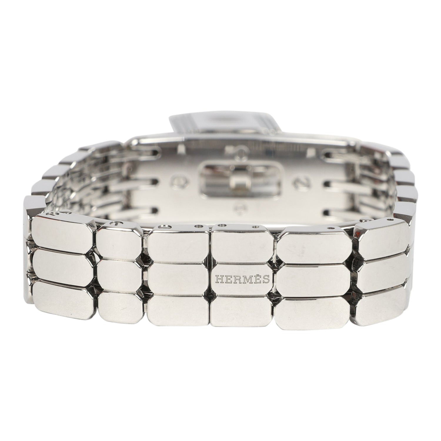 Pre-owned Hermes Mini Kelly Watch Stainless Steel Hardware & Diamonds