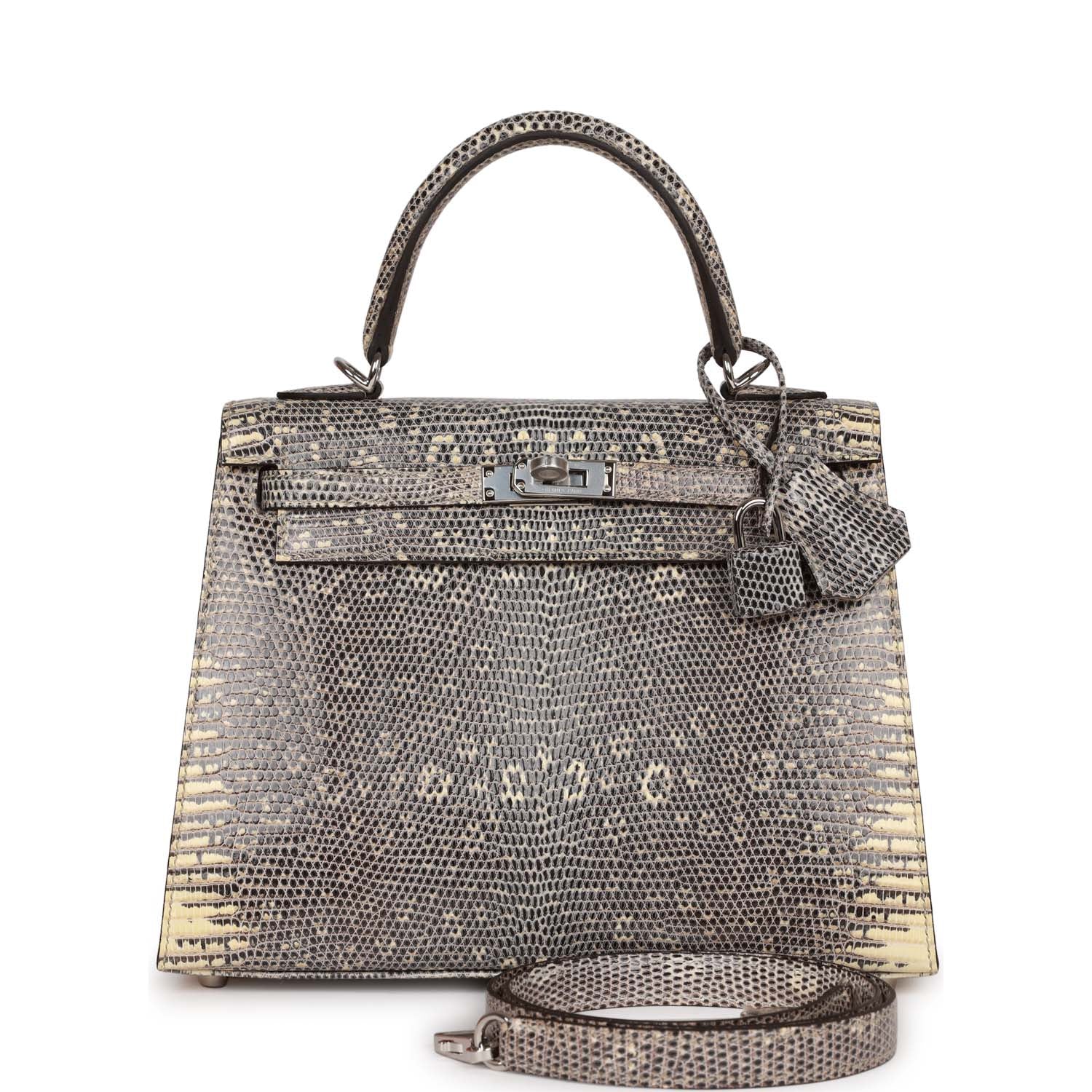 Hermes Kelly Sellier 25 Ombre Varanus Salvator Lizard Palladium Hardwa