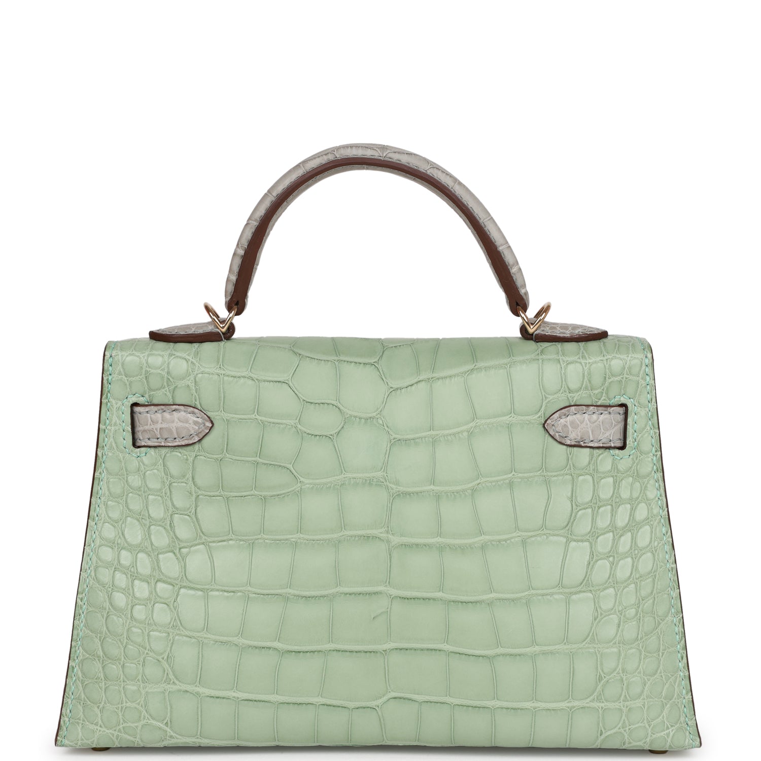 Hermes HSS Kelly Sellier 20 Vert D'eau and Gris Perle Matte Alligator
