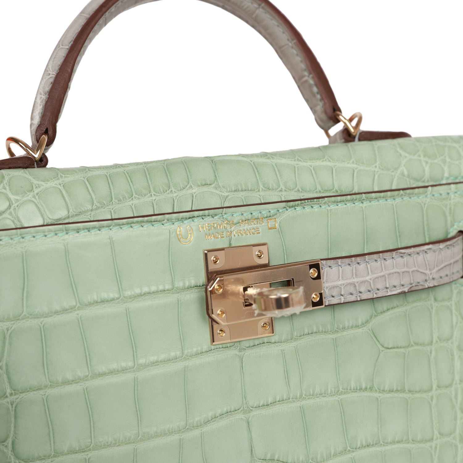Hermes HSS Kelly Sellier 20 Vert D'eau and Gris Perle Matte Alligator