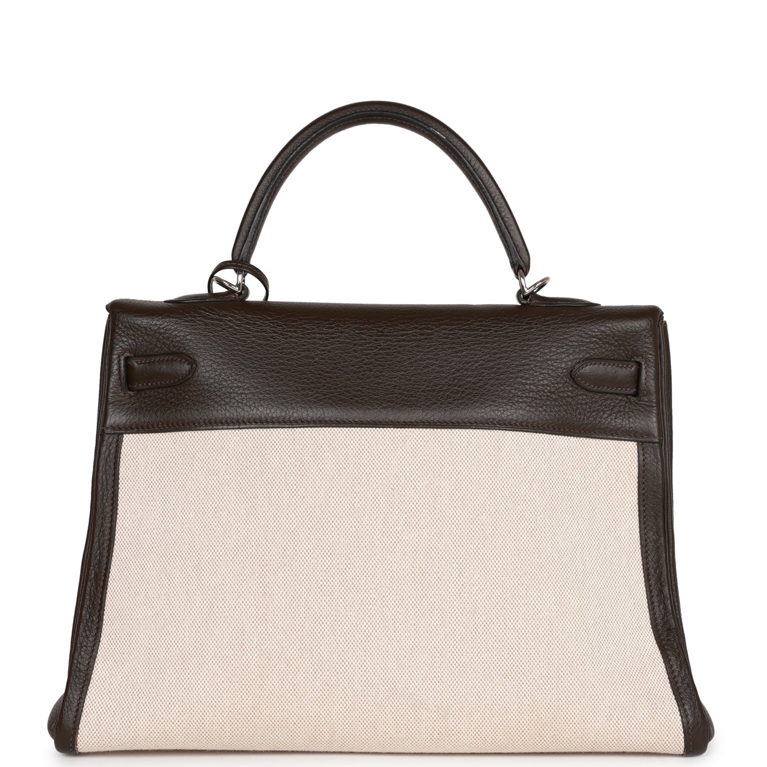 Pre-owned Hermes Kelly Retourne 35 Ebene Clemence and Toile H Palladiu