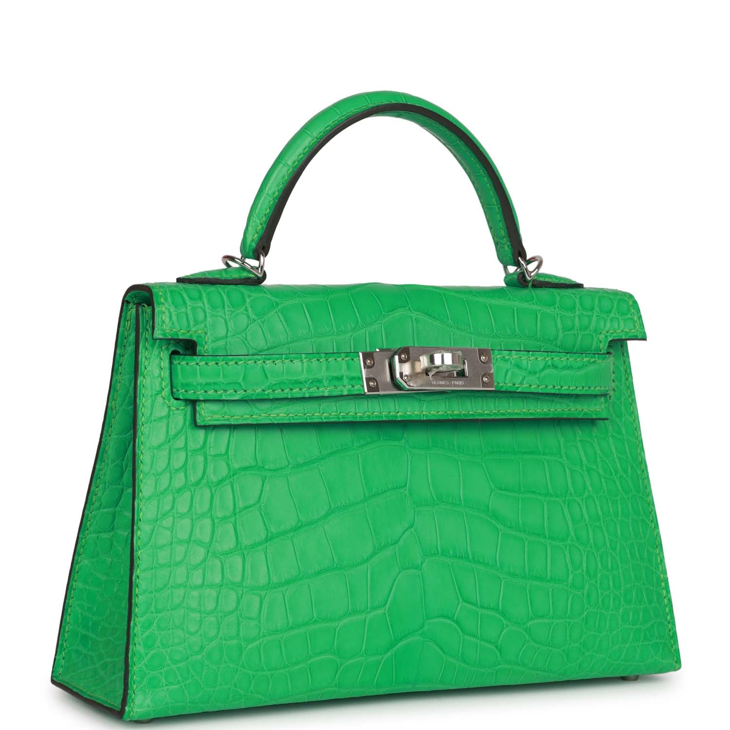 Hermes Kelly Sellier 20 Vert Comics Matte Alligator Palladium Hardware