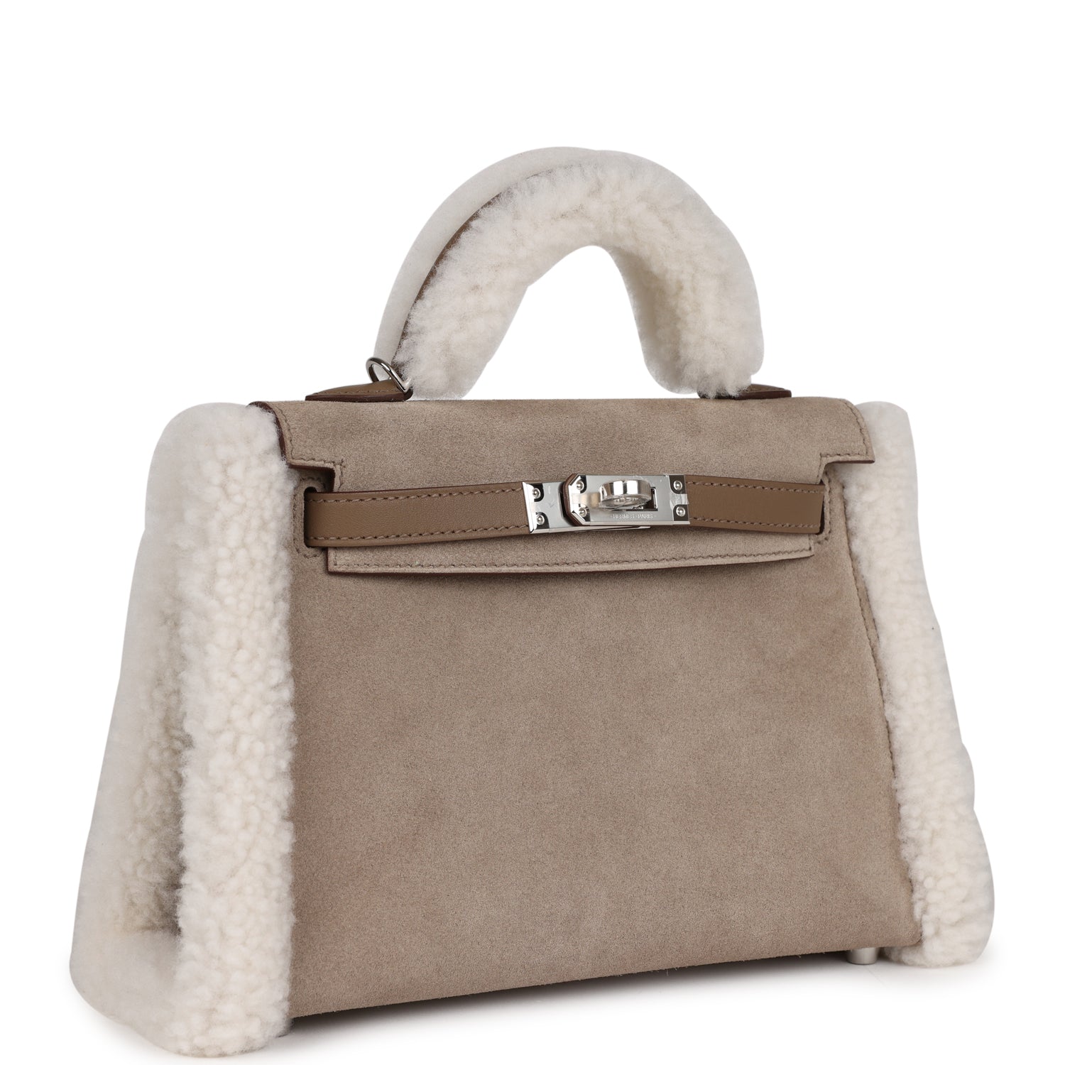 Hermes Teddy Kelly 20 Etoupe Shearling and Swift Palladium Hardware ...