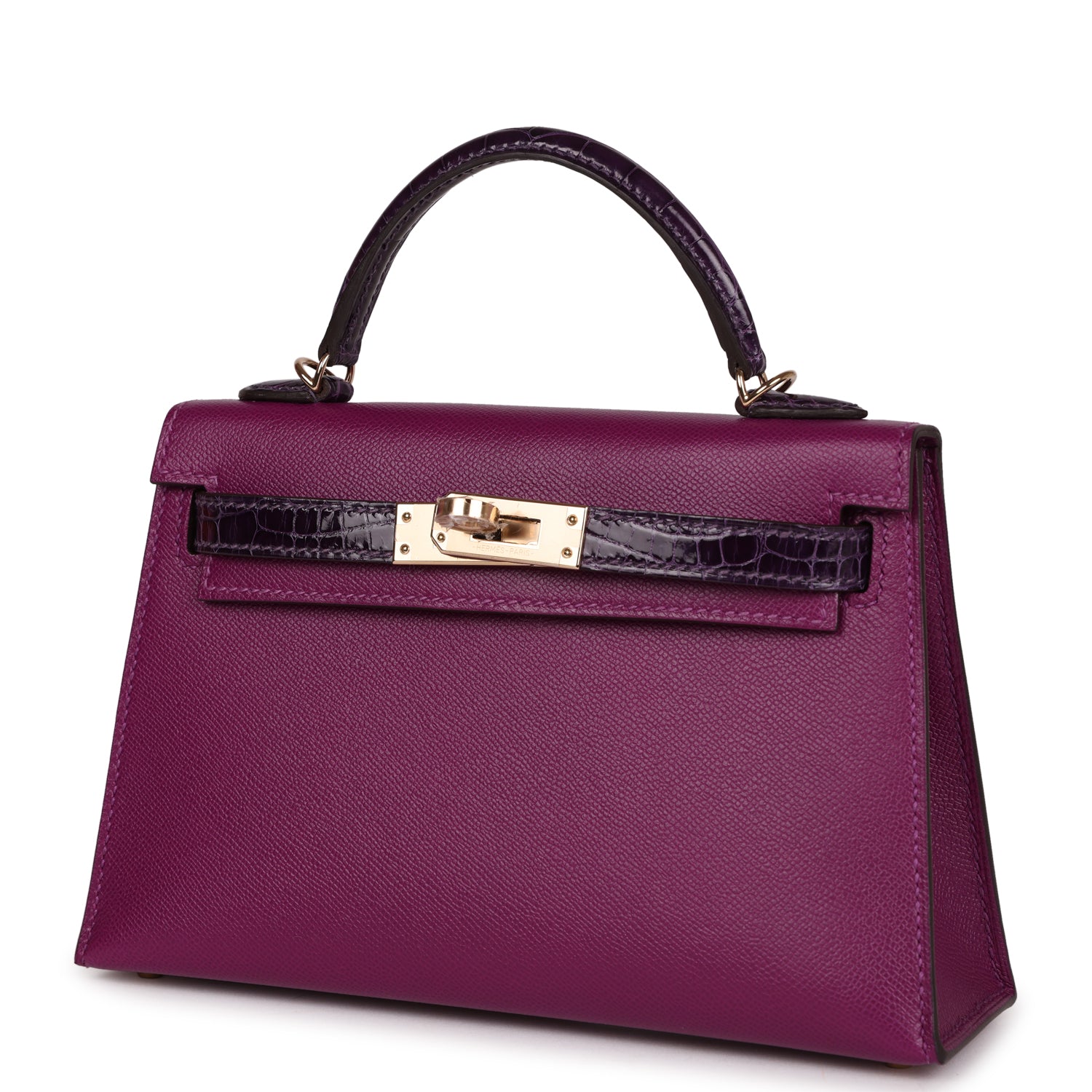 Hermes Kelly Sellier 20 Anemone Madame and Amethyst Shiny Alligator To
