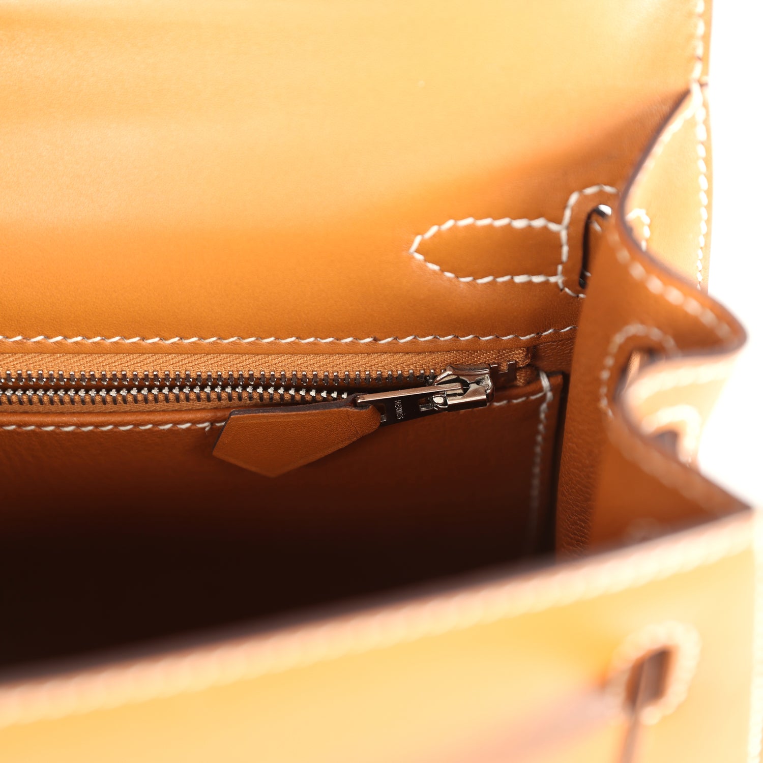 Pre-owned Hermes Kelly Sellier 25 Natural Sable Butler Palladium Hardw