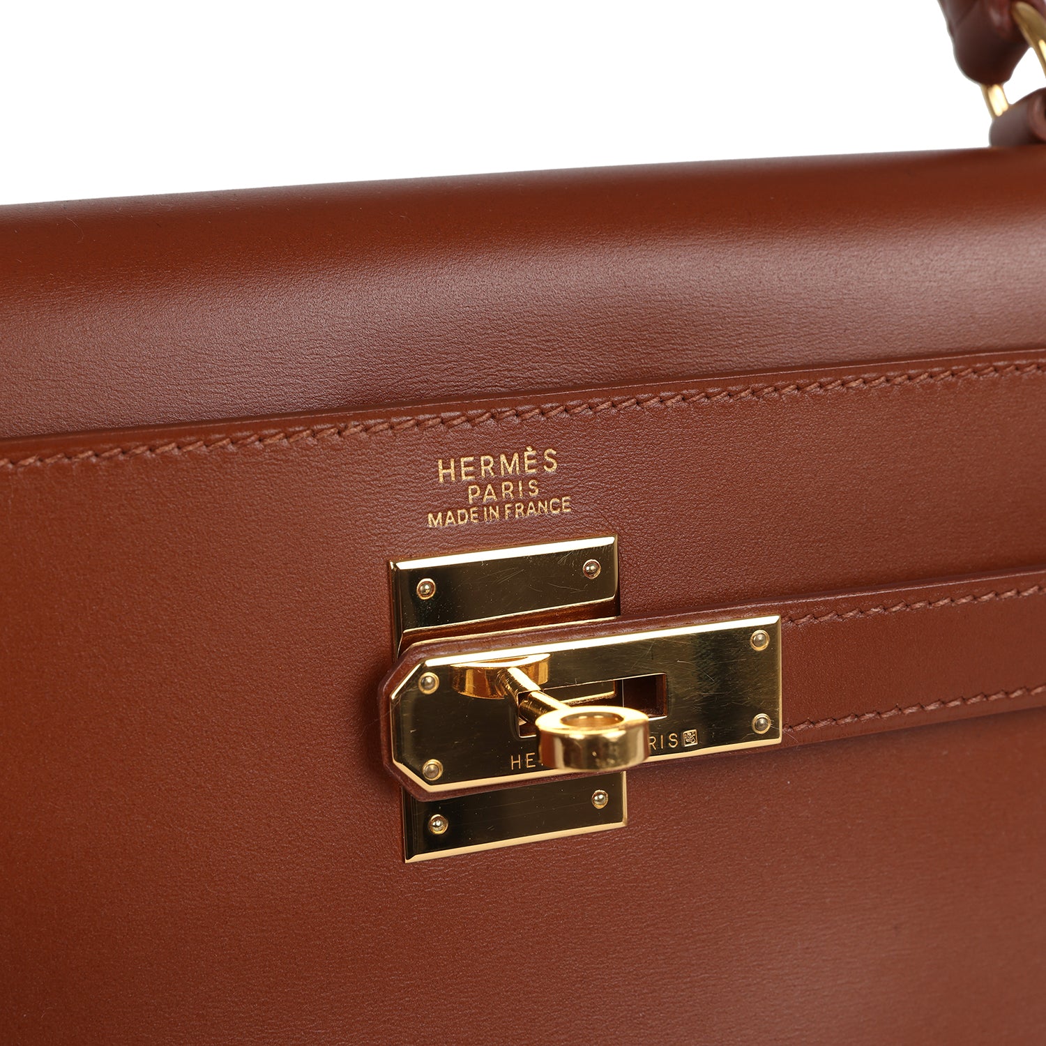 Vintage Hermes Kelly Retourne 32 Noisette Box Gold Hardware