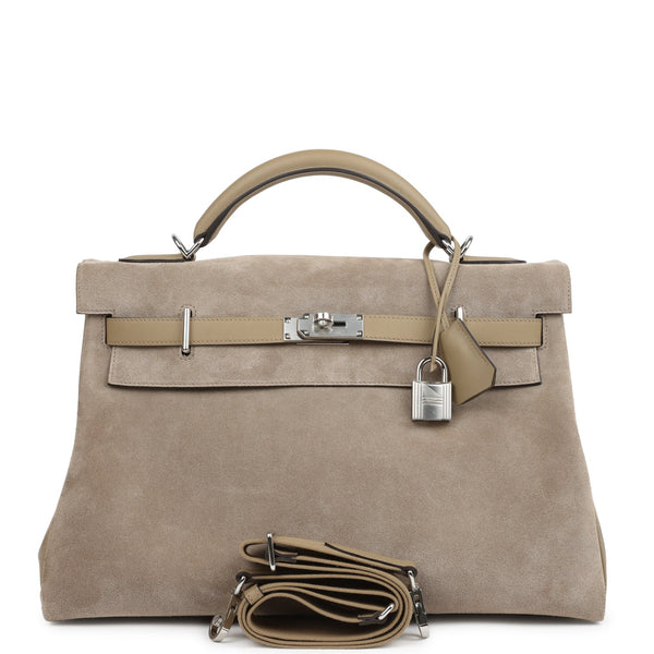 Hermes Kelly 42 Maxi Gris Caillou Grizzly and Beige Marfa Swift ...