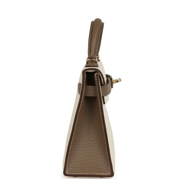 Hermes Special Order (HSS) Kelly Sellier 20 Nata and Etoupe Chevre Mys