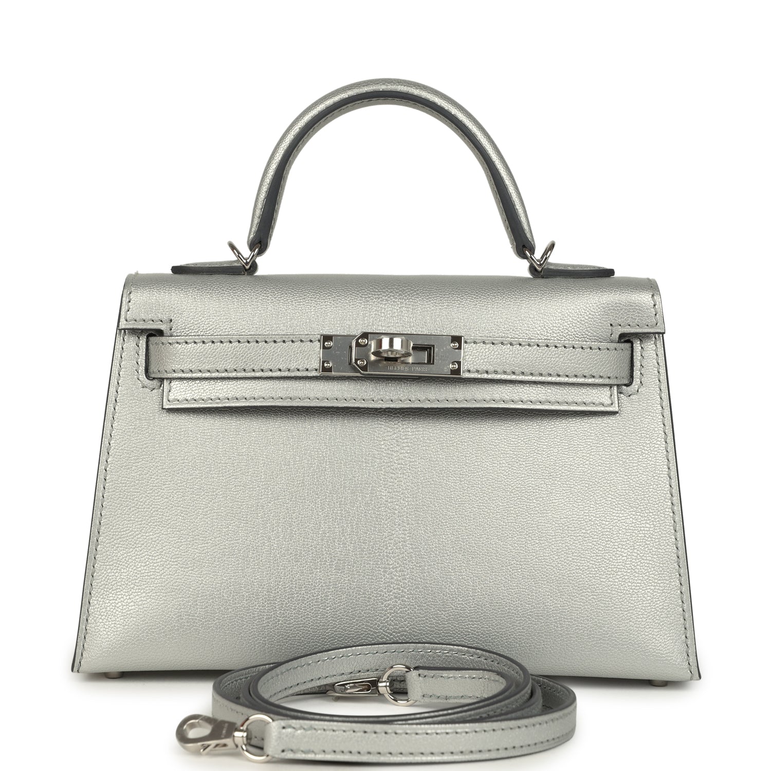 Hermes Kelly Sellier 20 Argent Chevre Chamkilight Palladium Hardware