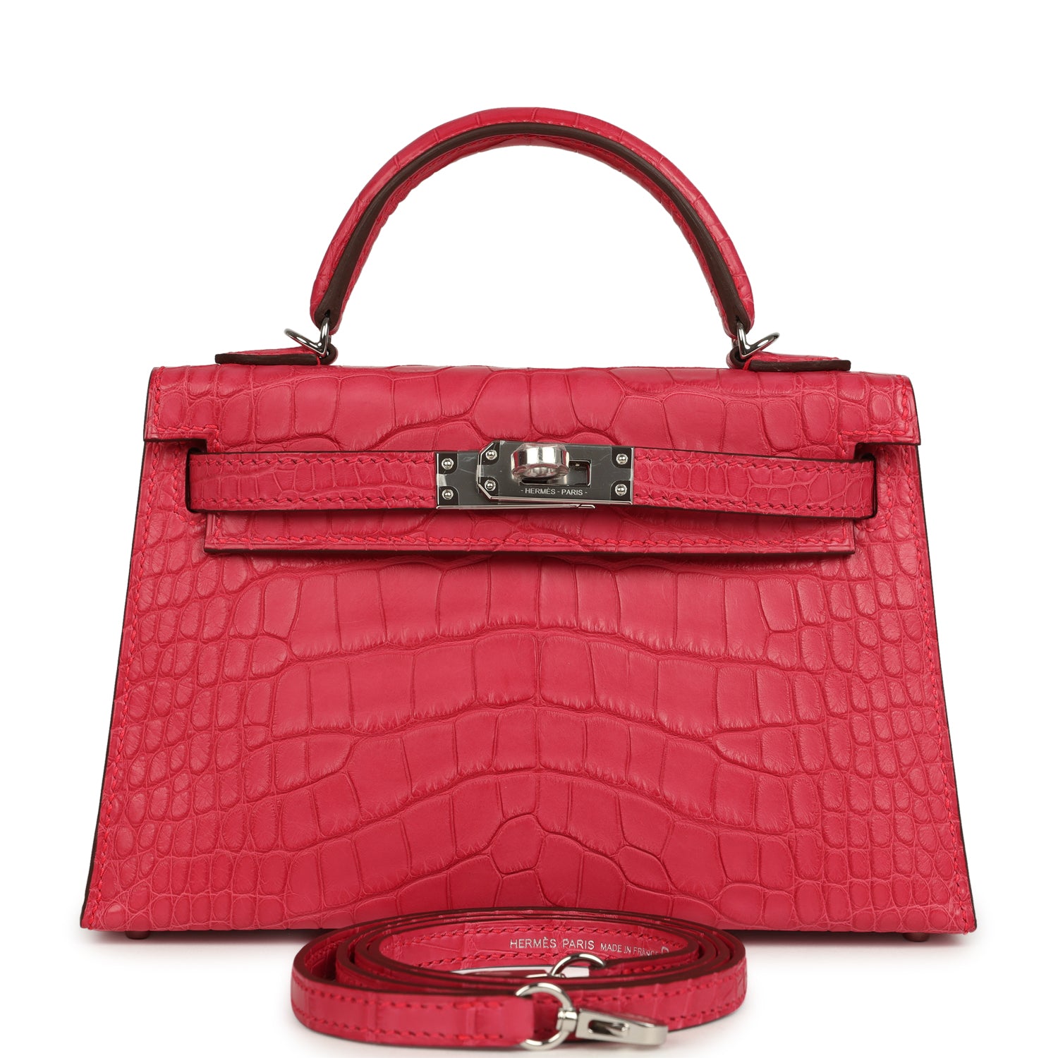Hermes Kelly Sellier 20 Rose Extreme Matte Alligator Palladium Hardware ...