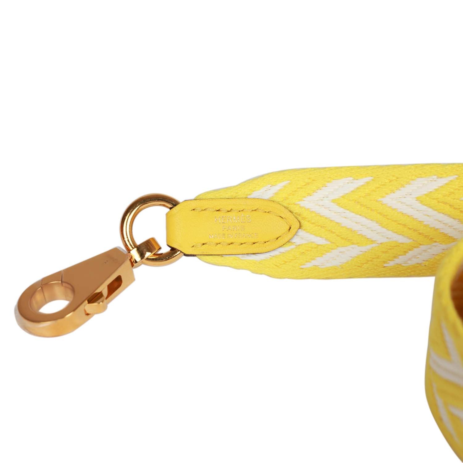 Hermes Shoulder Strap 25mm Jaune de Naples and White Canvas and Swift