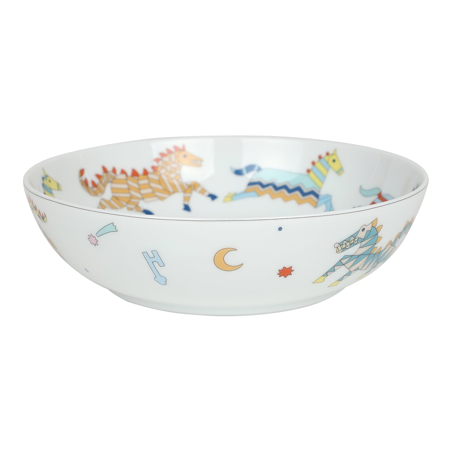 Hermes Epopee Set of 4 White Multicolor Porcelain Tableware Set