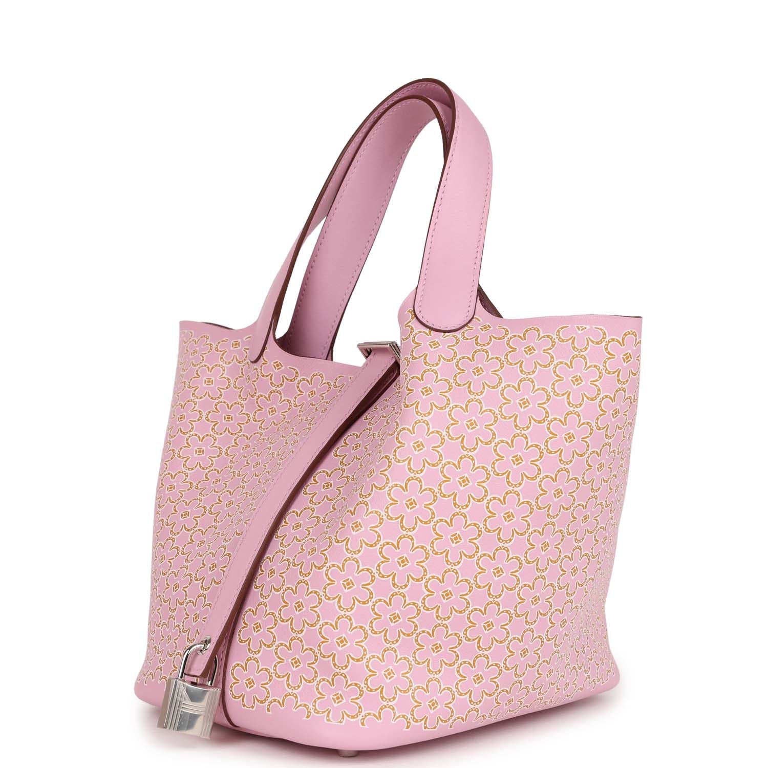 Hermes Picotin Lock 18 "Lucky Daisy" Mauve Sylvestre/Cuivre/White Swif
