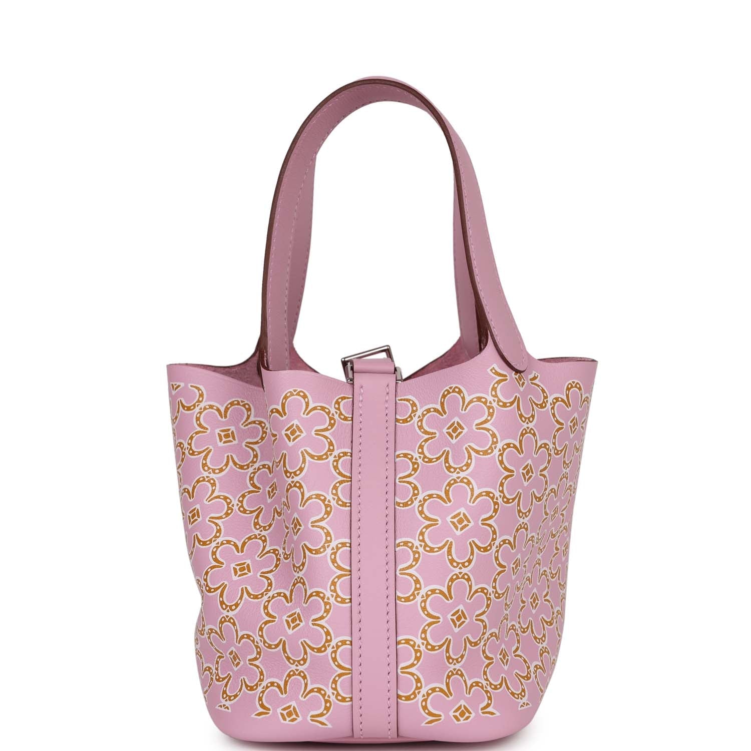 Hermes Micro Picotin Lock 14 "Lucky Daisy" Mauve Sylvestre Swift Palla