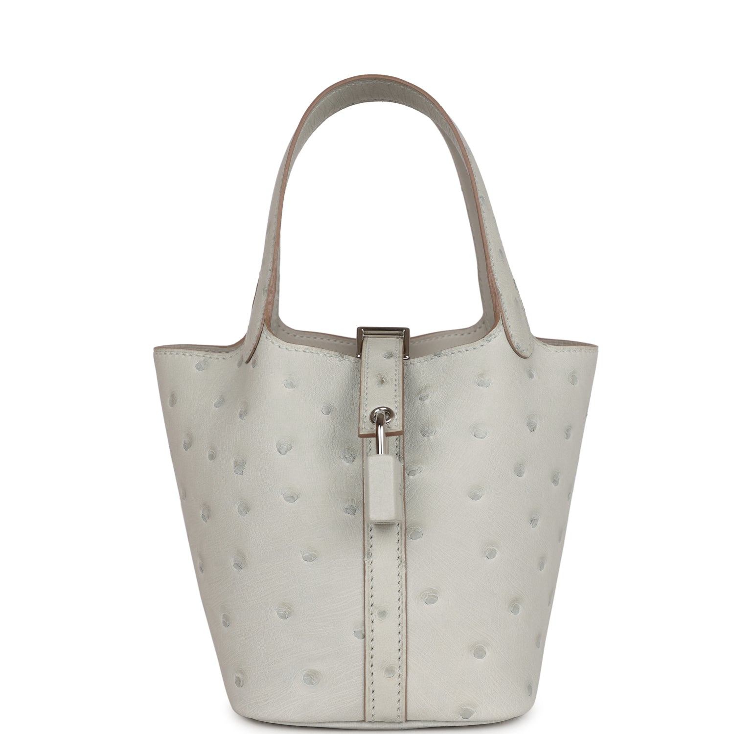 Hermes Micro Picotin 14 Gris Perle Ostrich Palladium Hardware