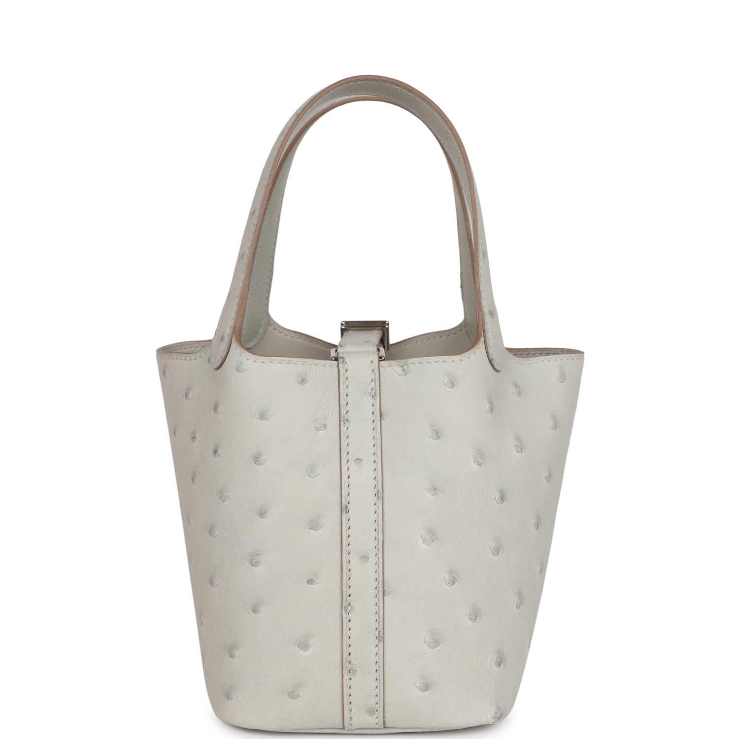 Hermes Micro Picotin 14 Gris Perle Ostrich Palladium Hardware
