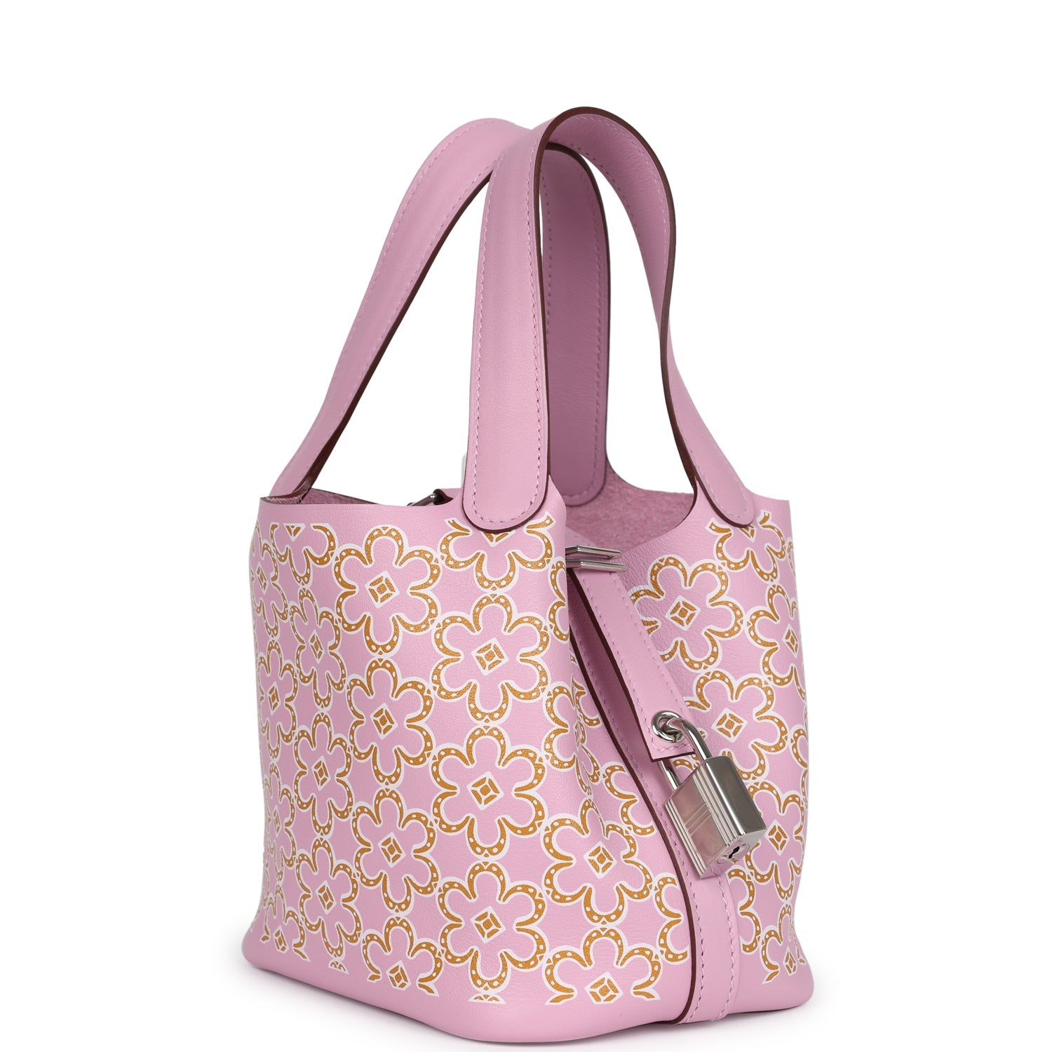 Hermes Micro Picotin Lock 14 "Lucky Daisy" Mauve Sylvestre Swift Palla