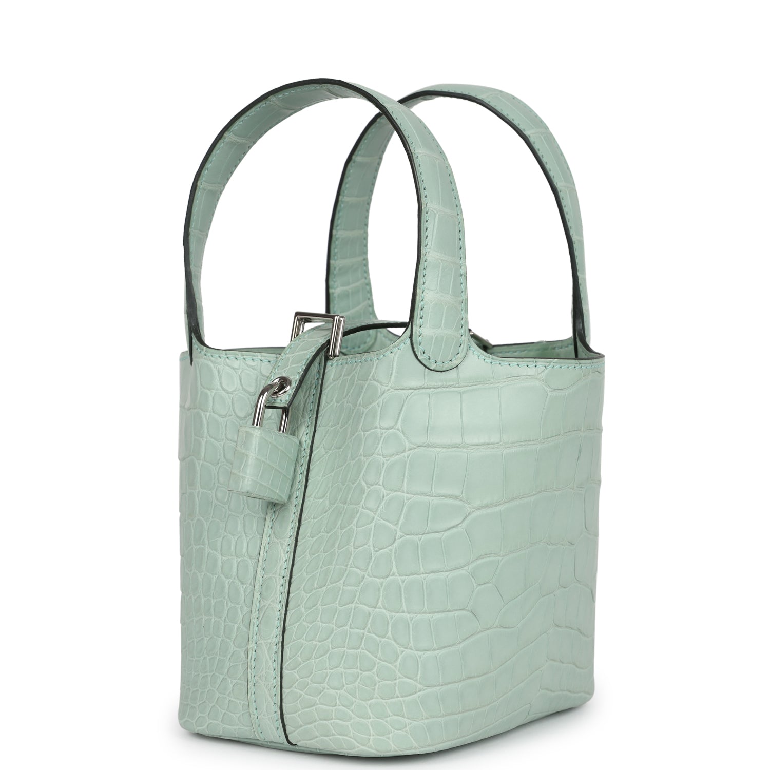 Hermes Micro Picotin Lock 14 Vert D'Eau Matte Alligator Palladium Hard