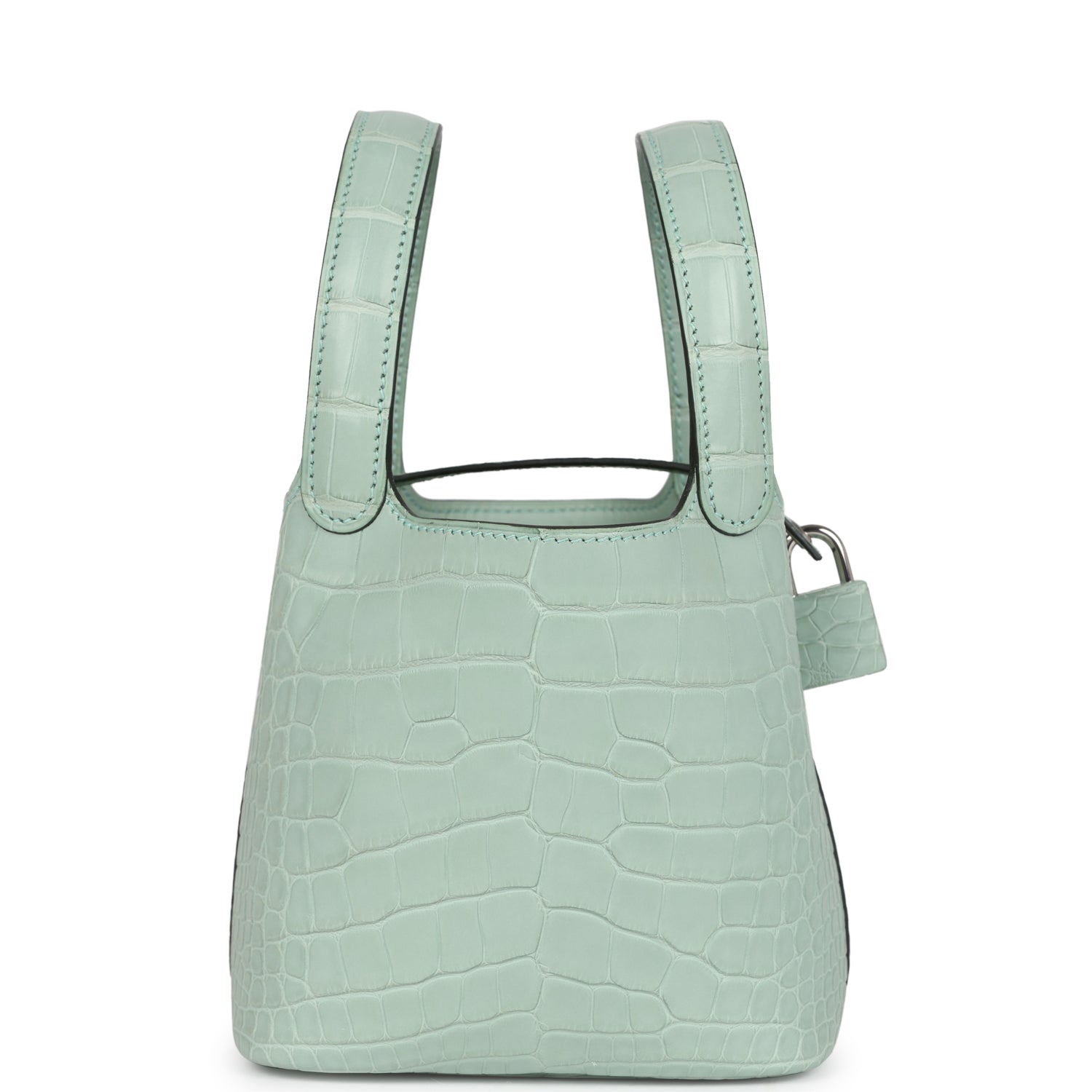 Hermes Micro Picotin Lock 14 Vert D'Eau Matte Alligator Palladium Hard