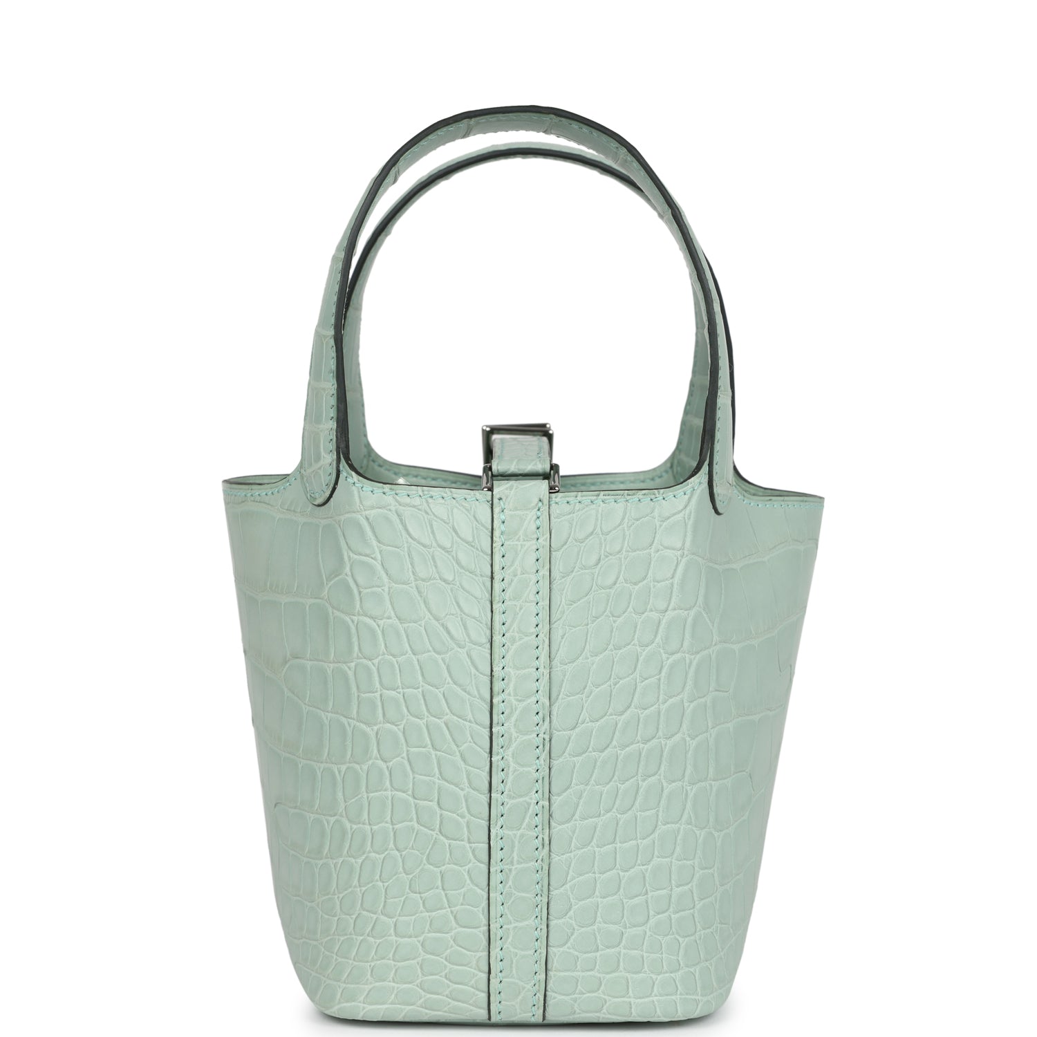 Hermes Micro Picotin Lock 14 Vert D'Eau Matte Alligator Palladium Hard