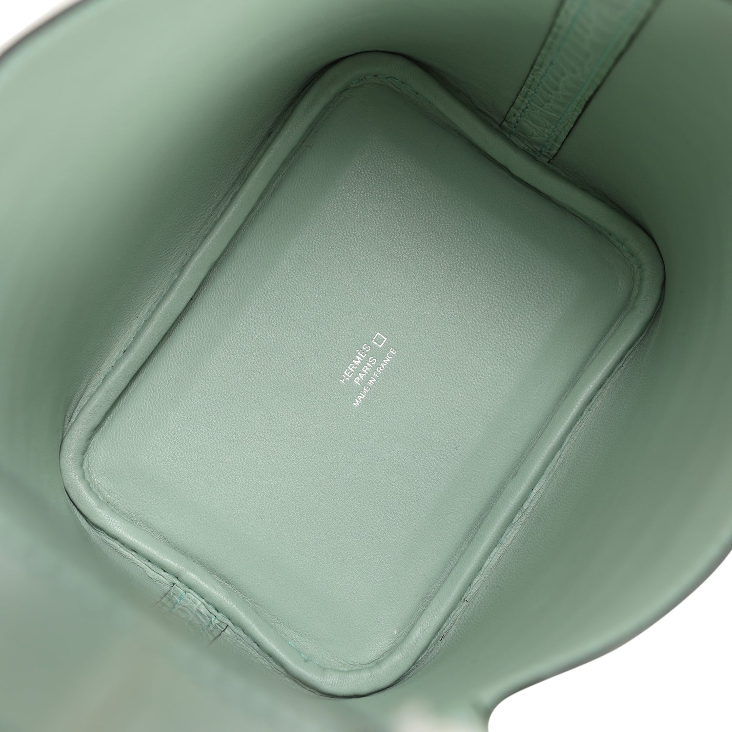 Hermes Micro Picotin Lock 14 Vert D'Eau Matte Alligator Palladium Hard