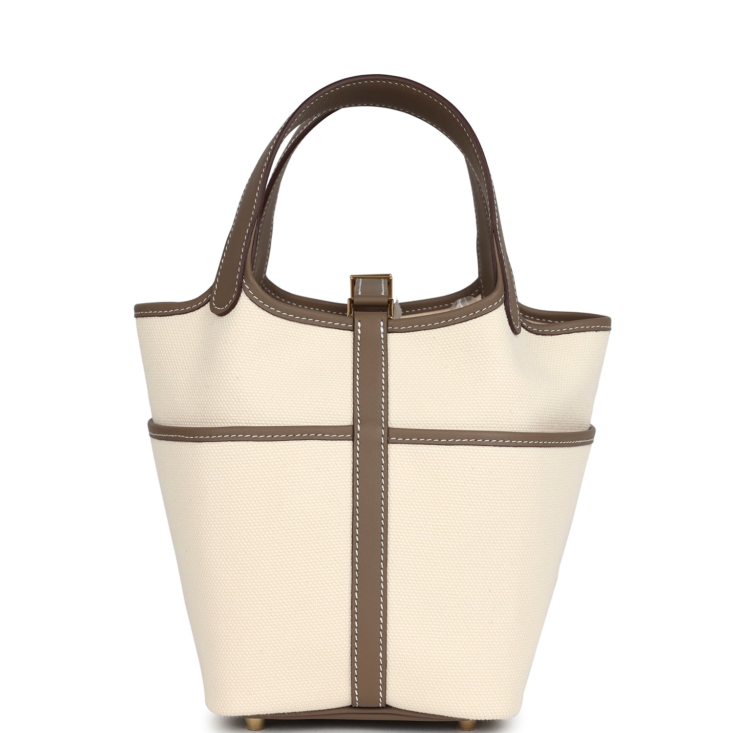 Hermes Picotin Cargo 18 Ecru Toile Canvas and Etoupe Swift Gold Hardwa