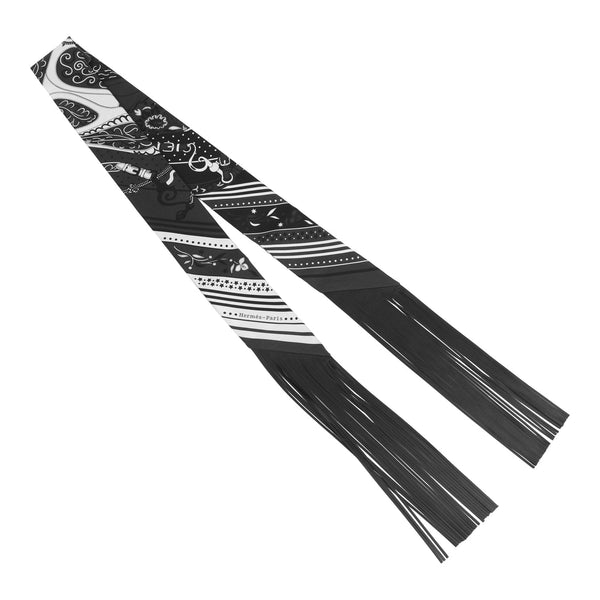 Hermes "Festival des Amazones" Marine, White and Black Fringe Twilly