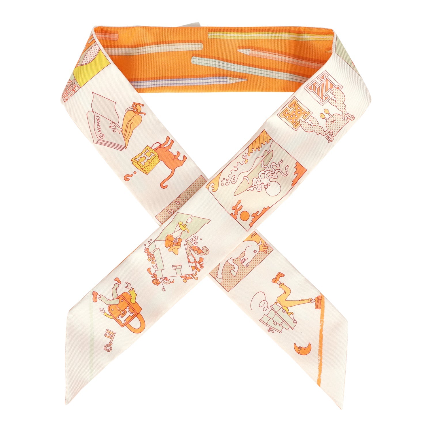 Hermes "A Vos Crayons et Carre" Mandarine, Vert Amande, Jaune Multi ...