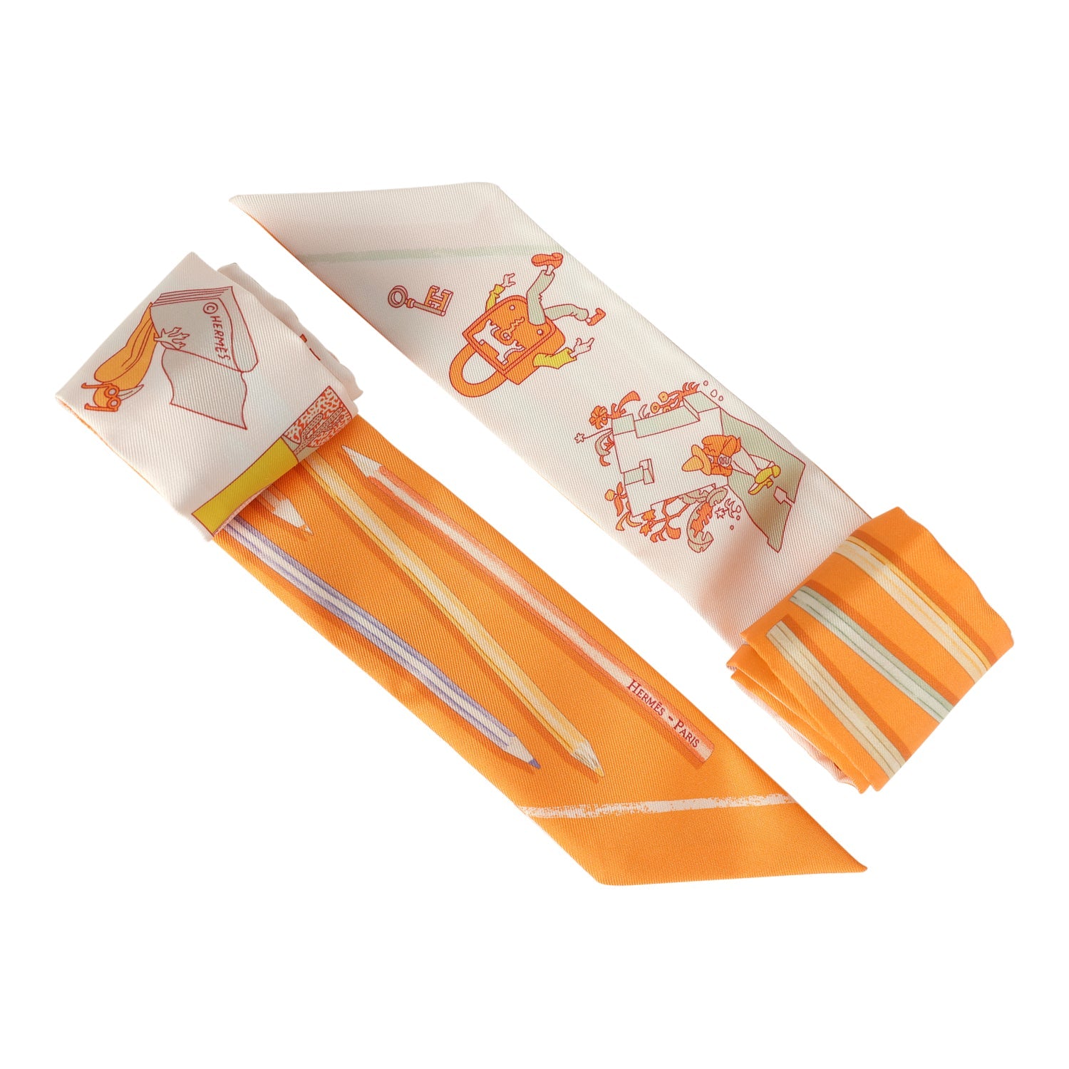 Hermes "A Vos Crayons et Carre" Mandarine, Vert Amande, Jaune Multi ...