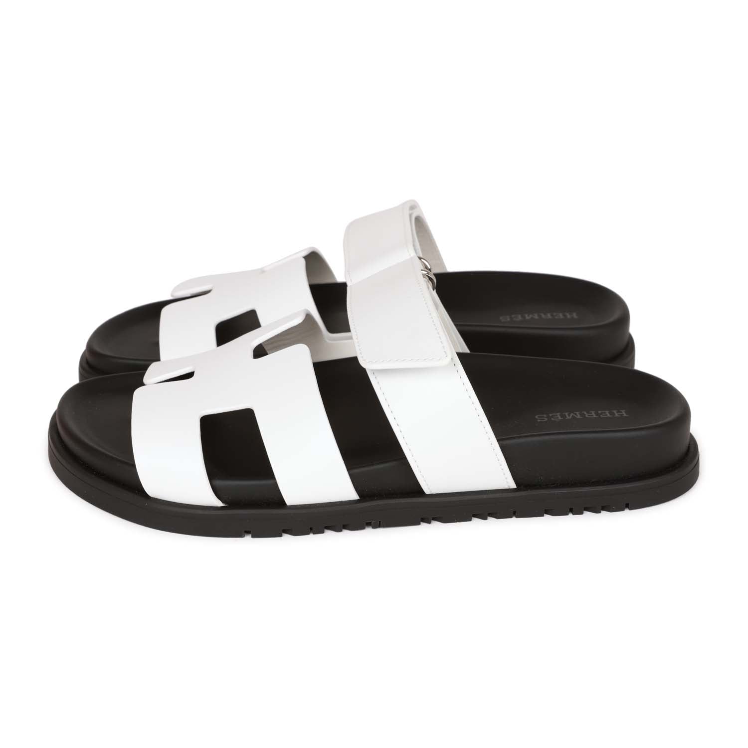 Hermes Chypre Sandals White Calfskin 36.5 – Madison Avenue Couture